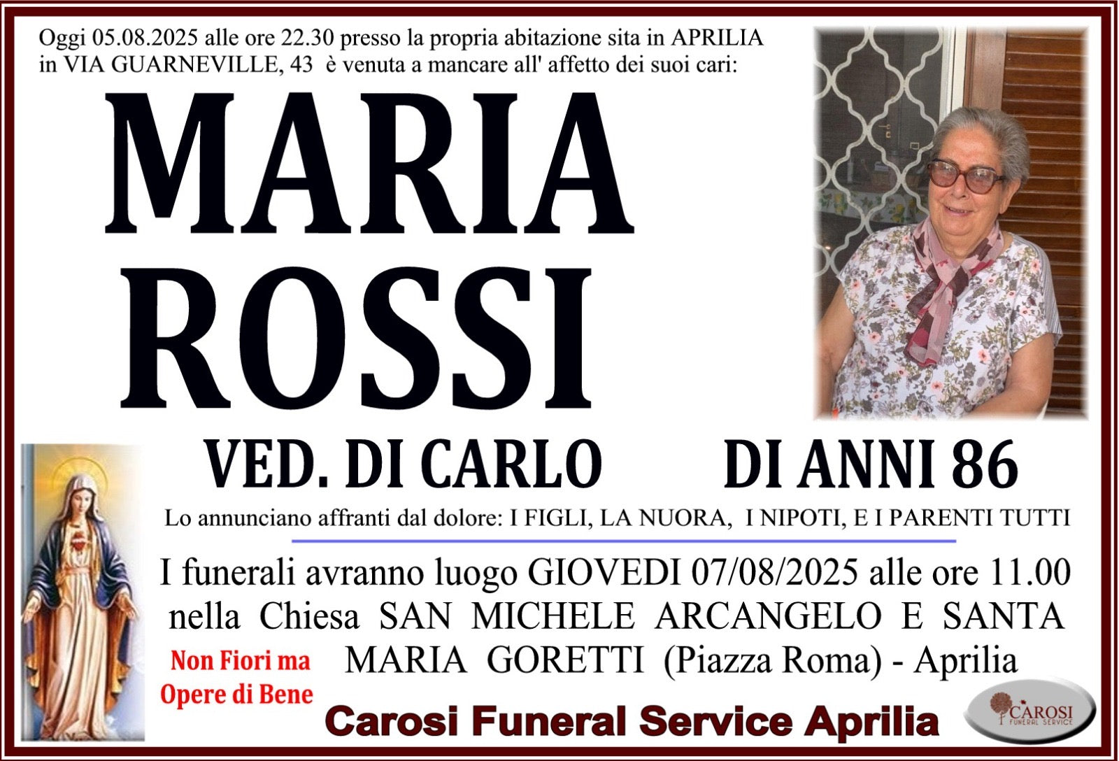 MARIA ROSSI – Carosi Funeral Service