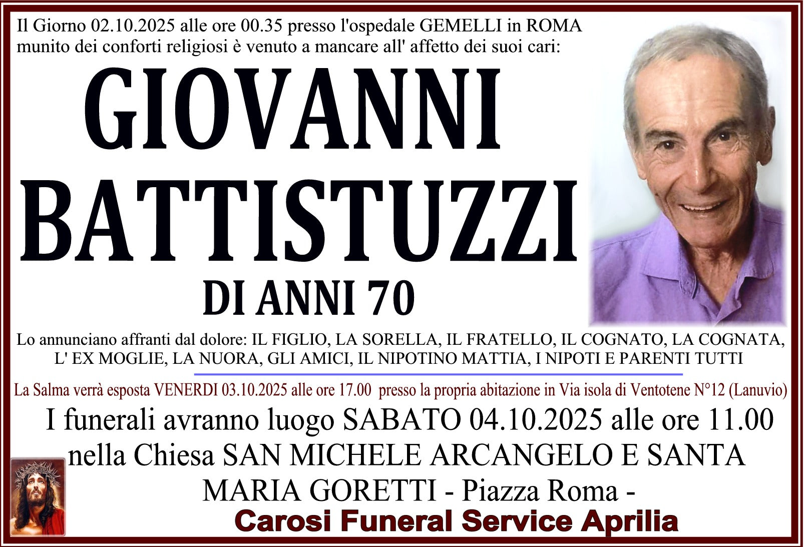 NECROLOGI – Carosi Funeral Service